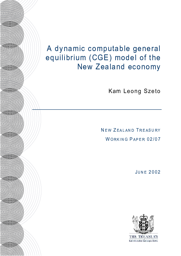 (PDF) A dynamic computable general equilibrium (CGE) model of the New Zealand economy
