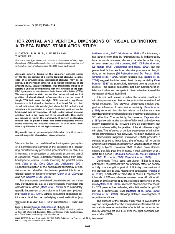 (PDF) Horizontal and vertical dimensions of visual extinction: a theta ...