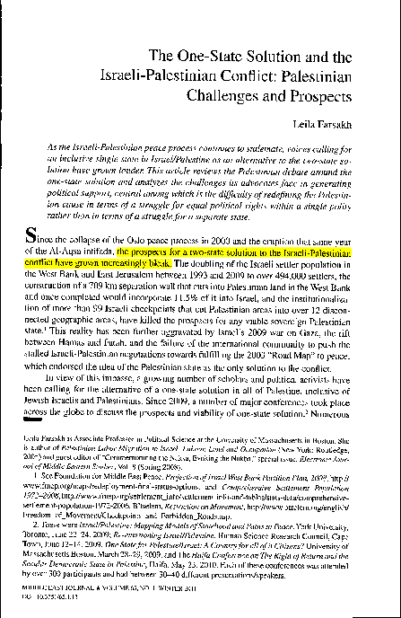 (PDF) The One-State Solution and the Israeh-Palestinian Conflict ...