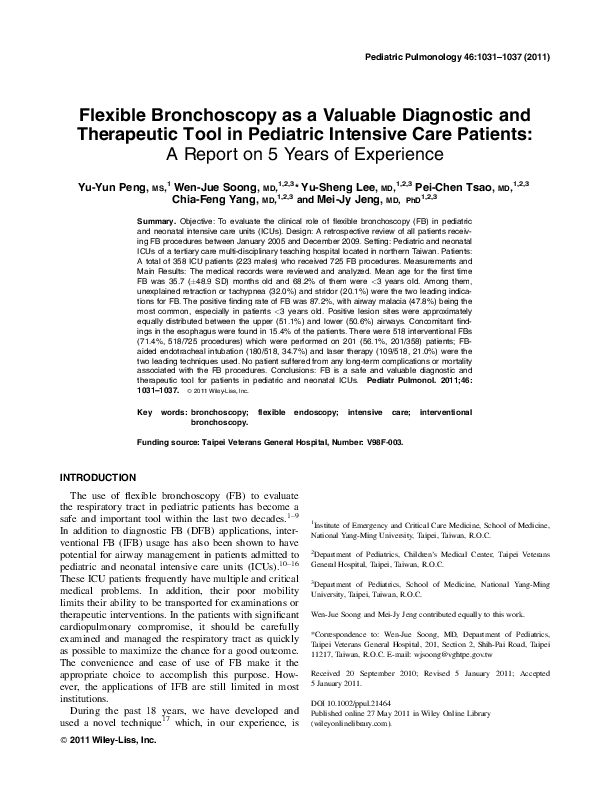 (PDF) Flexible bronchoscopy as a valuable diagnostic and therapeutic ...
