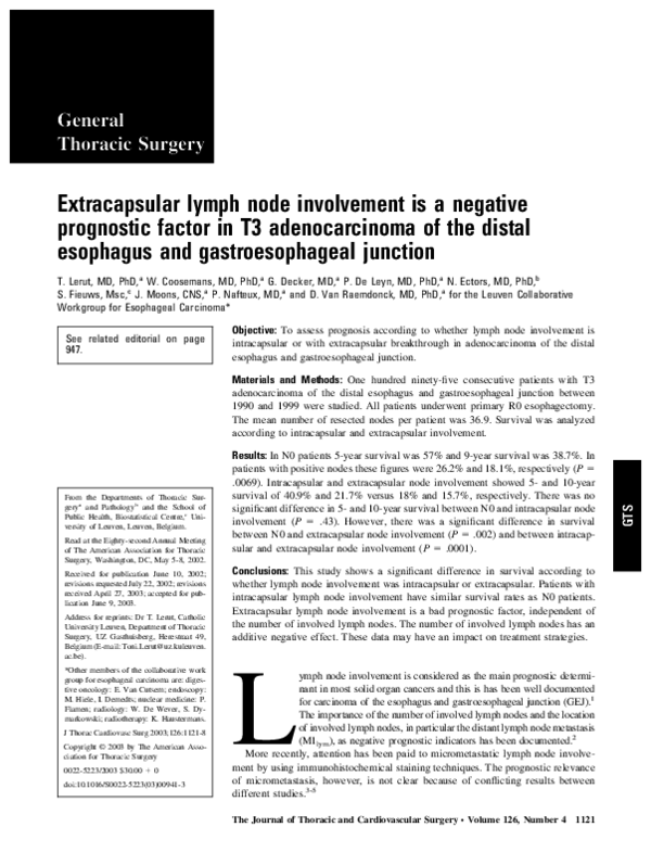 (PDF) Extracapsular lymph node involvement is a negative prognostic factor in T3 adenocarcinoma ...
