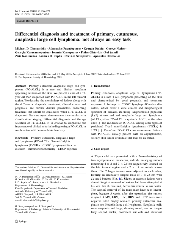 (PDF) Differential diagnosis and treatment of primary, cutaneous ...