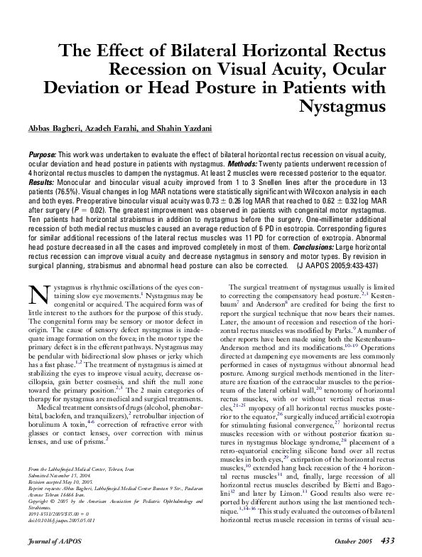 (PDF) The Effect of Bilateral Horizontal Rectus Recession on Visual ...