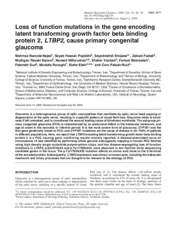 (PDF) Loss of function mutations in the gene encoding latent ...