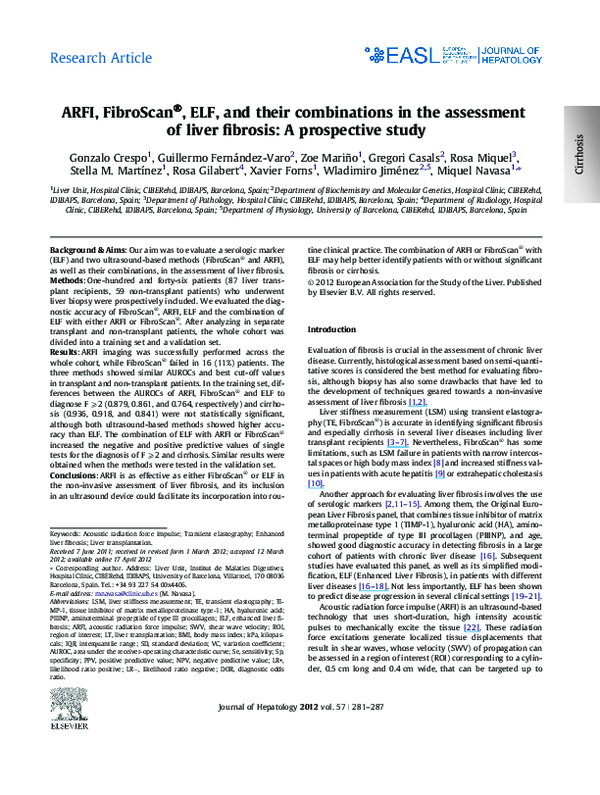 (PDF) ARFI, FibroScan®, ELF, and their combinations in the assessment ...