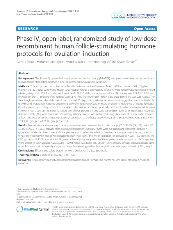 (PDF) Phase IV, open-label, randomized study of low-dose recombinant ...