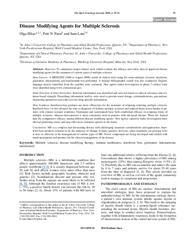 (PDF) Disease-Modifying Agents for Multiple Sclerosis