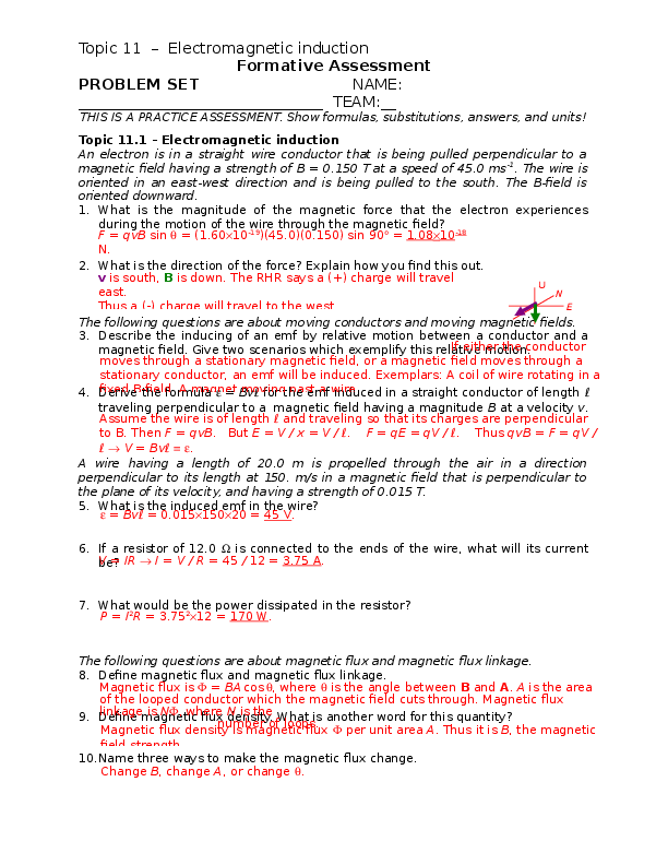 (DOC) Topic 11.1 – Electromagnetic induction