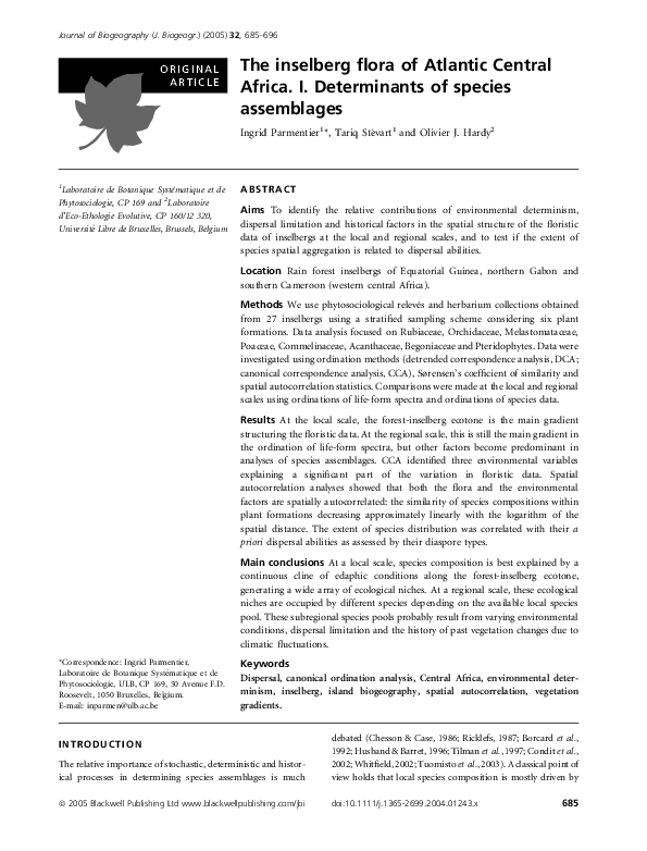 (PDF) The inselberg flora of Atlantic Central Africa. I. Determinants ...