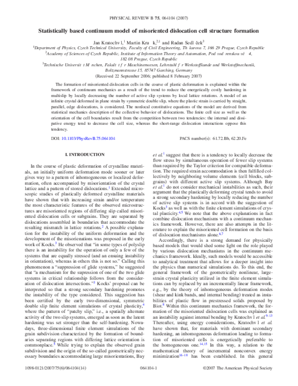 (PDF) Statistically based continuum model of misoriented dislocation ...