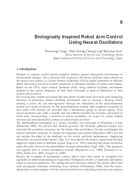 (PDF) Biologically Inspired Robot Arm Control Using Neural Oscillators