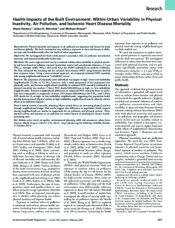 (PDF) Health Impacts of the Built Environment: Within-Urban Variability ...