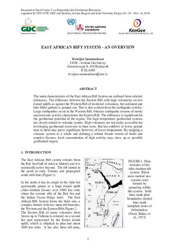 EAST AFRICAN RIFT SYSTEM -AN OVERVIEW