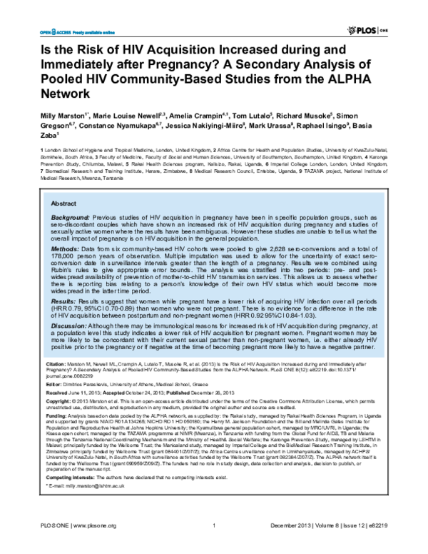 (PDF) Is the Risk of HIV Acquisition Increased during and Immediately ...