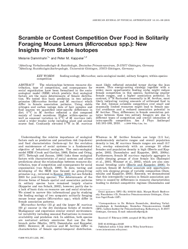 (PDF) Scramble or contest competition over food in solitarily foraging ...