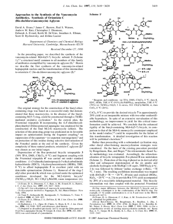 (PDF) Approaches to the Synthesis of the Vancomycin Antibiotics ...
