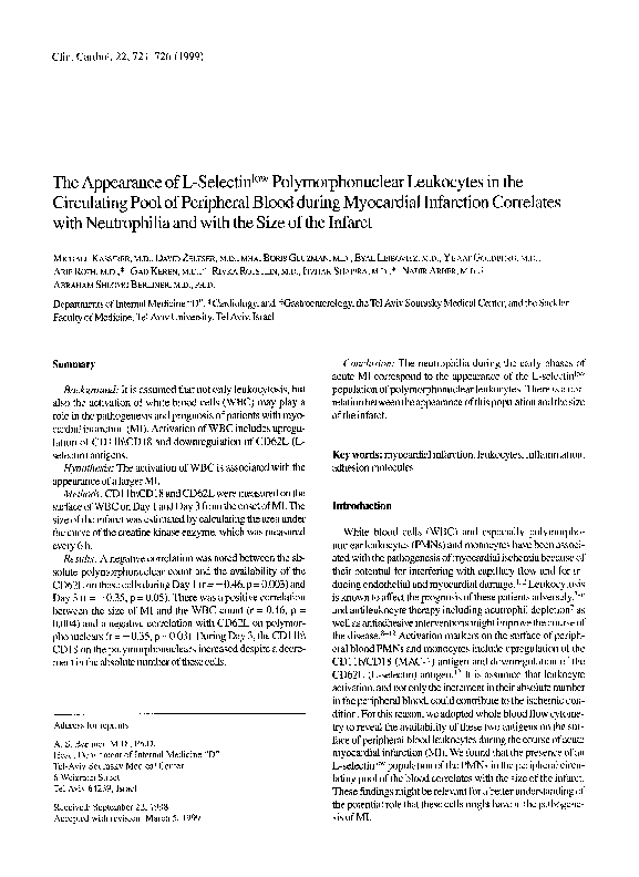 (PDF) The appearance of L-selectin low polymorphonuclear leukocytes in ...