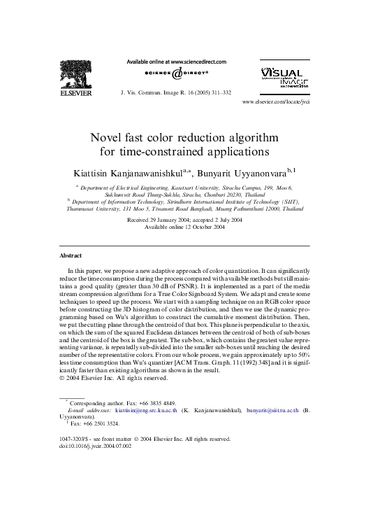 (PDF) Novel fast color reduction algorithm for time-constrained applications