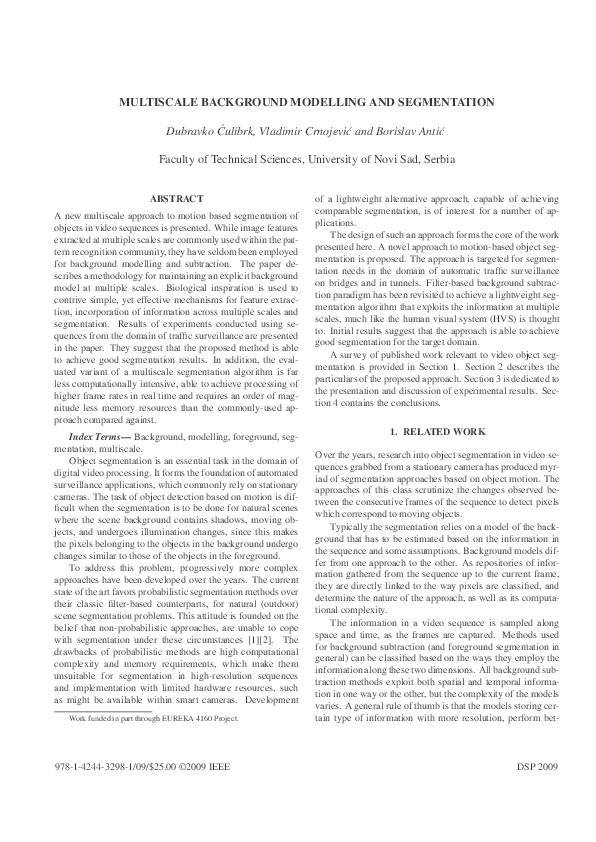 (PDF) Multiscale background modelling and segmentation