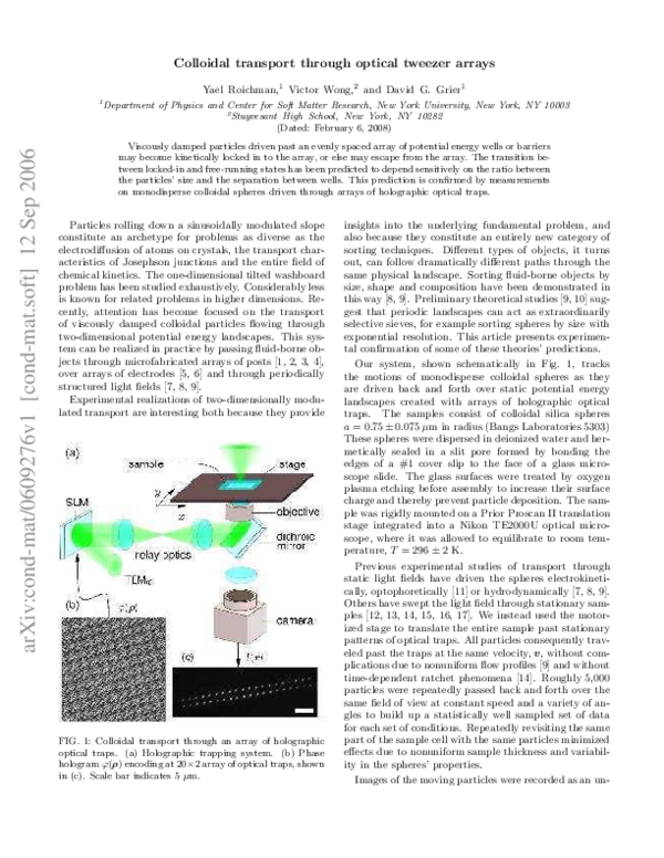 (PDF) Colloidal transport through optical tweezer arrays