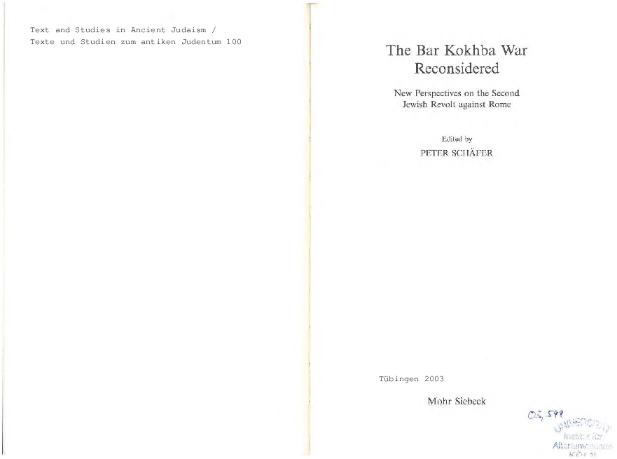 (PDF) The Bar Kokhba War Reconsidered New Perspectives on the Second ...