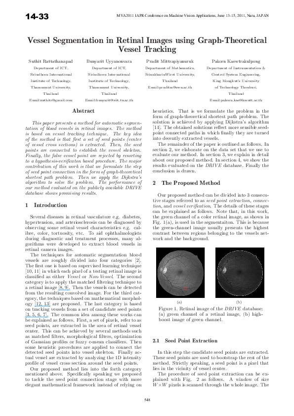 (PDF) Vessel Segmentation in Retinal Images Using Graph-Theoretical Vessel Tracking