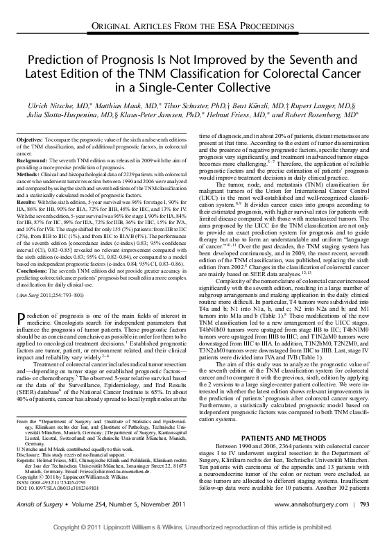 (PDF) Prediction of Prognosis Is Not Improved by the Seventh and Latest ...