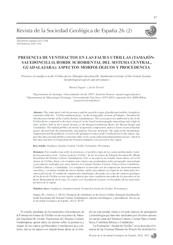 (PDF) Presencia De Ventifactos en Las Facies Utrillas ...