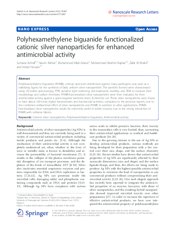 (PDF) Polyhexamethylene biguanide functionalized cationic silver ...