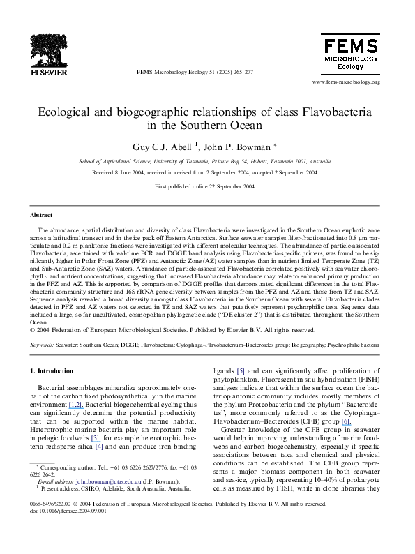 (PDF) Ecological and biogeographic relationships of class Flavobacteria ...
