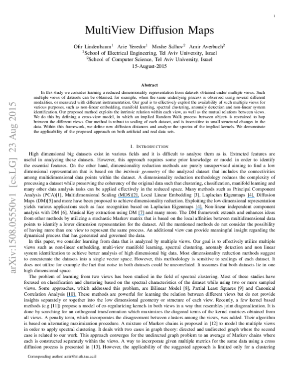 (PDF) MultiView Diffusion Maps