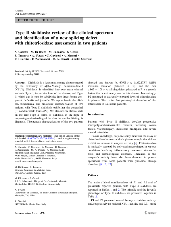 (PDF) Type II sialidosis: review of the clinical spectrum and ...