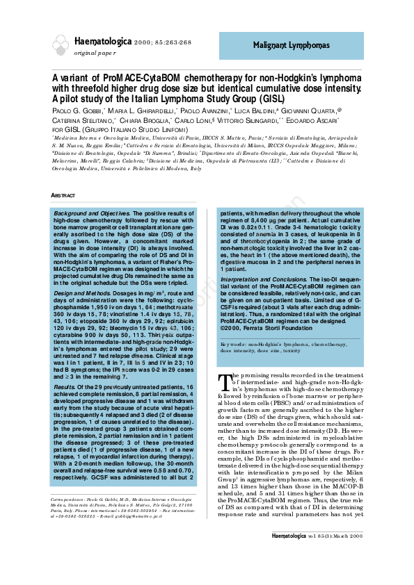 (PDF) A variant of ProMACE-CytaBOM chemotherapy for non-Hodgkin's ...