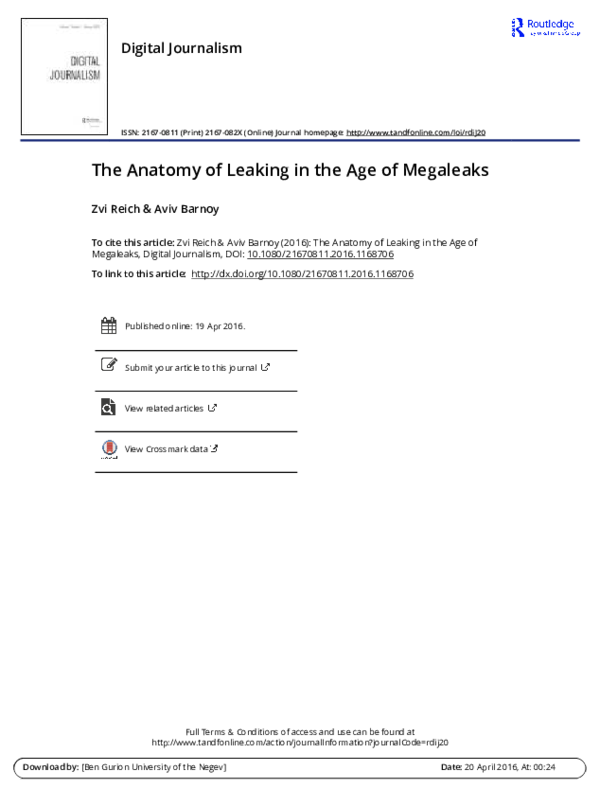(PDF) The Anatomy of Leaking in the Age of Megaleaks