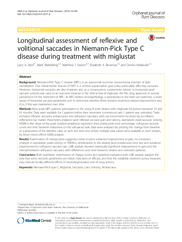 (PDF) Longitudinal assessment of reflexive and volitional saccades in ...