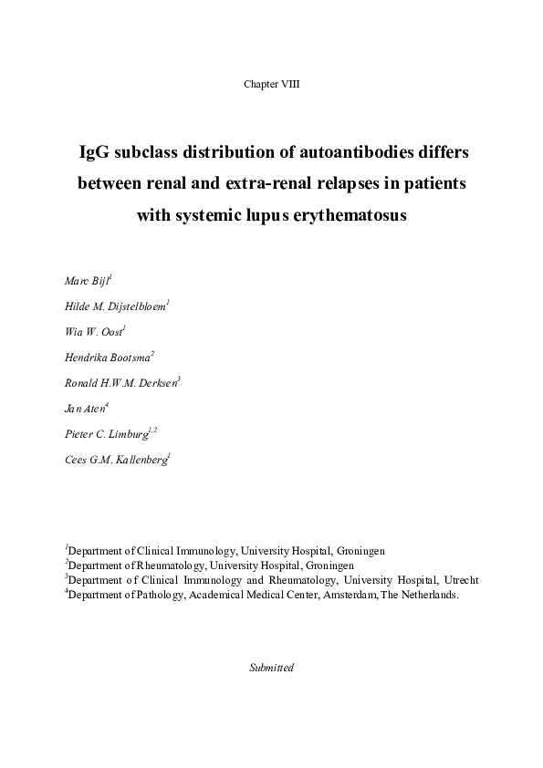 (PDF) IgG subclass distribution of autoantibodies differs between renal and extra-renal relapses ...