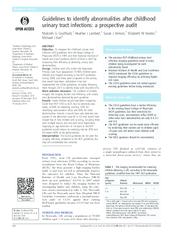 (PDF) Guidelines to identify abnormalities after childhood urinary ...