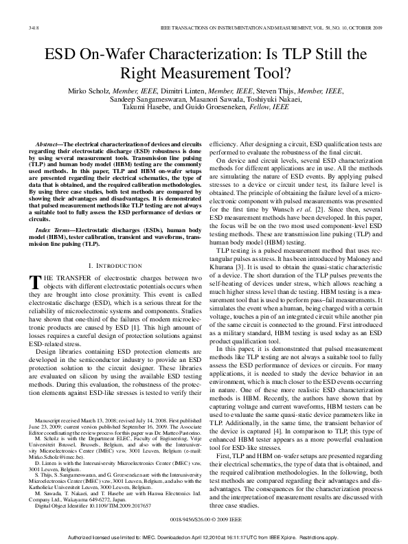 (PDF) Comparing TLP and HBM for ESD Testing
