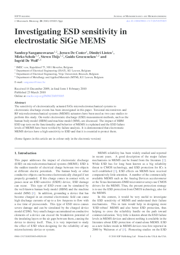 (PDF) Investigating ESD sensitivity in electrostatic SiGe MEMS