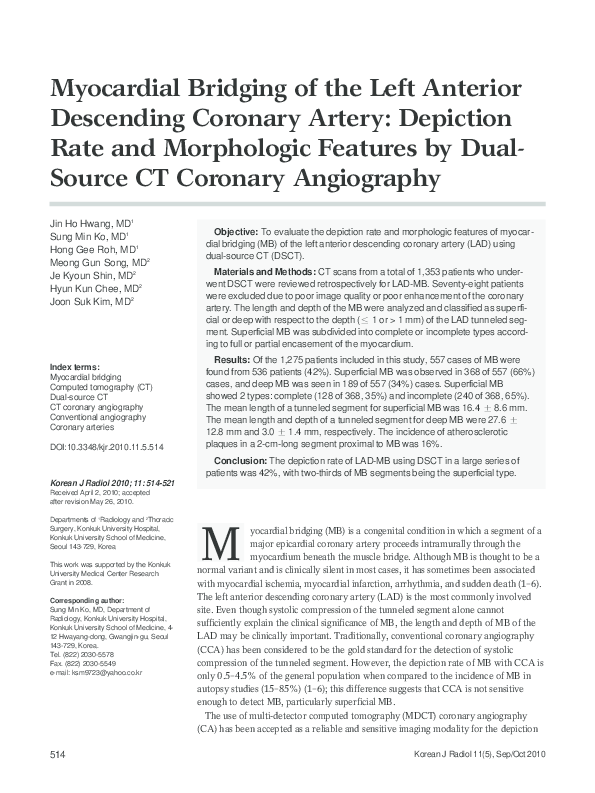 (PDF) Myocardial Bridging of the Left Anterior Descending Coronary ...