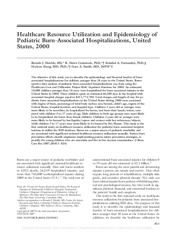 (PDF) Healthcare Resource Utilization and Epidemiology of Pediatric ... (PDF) Healthcare Resource Utilization and Epidemiology of Pediatric ...