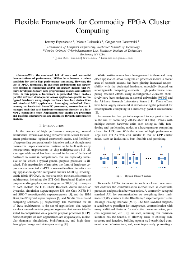 (PDF) Flexible framework for commodity FPGA cluster computing