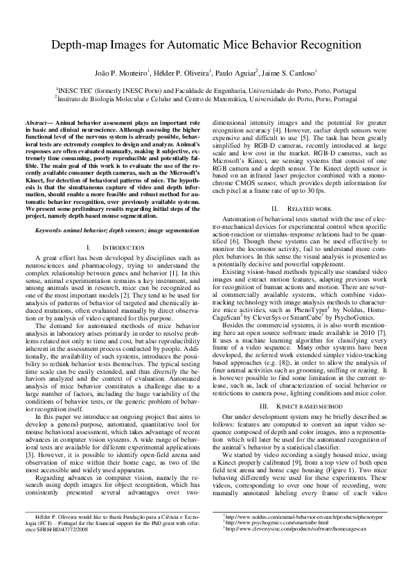 (PDF) Depth-map Images for Automatic Mice Behavior Recognition