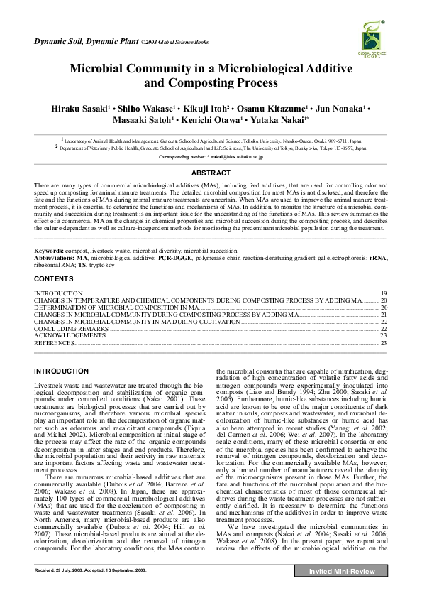 (PDF) Microbial Community in a Microbiological Additive and Composting ...