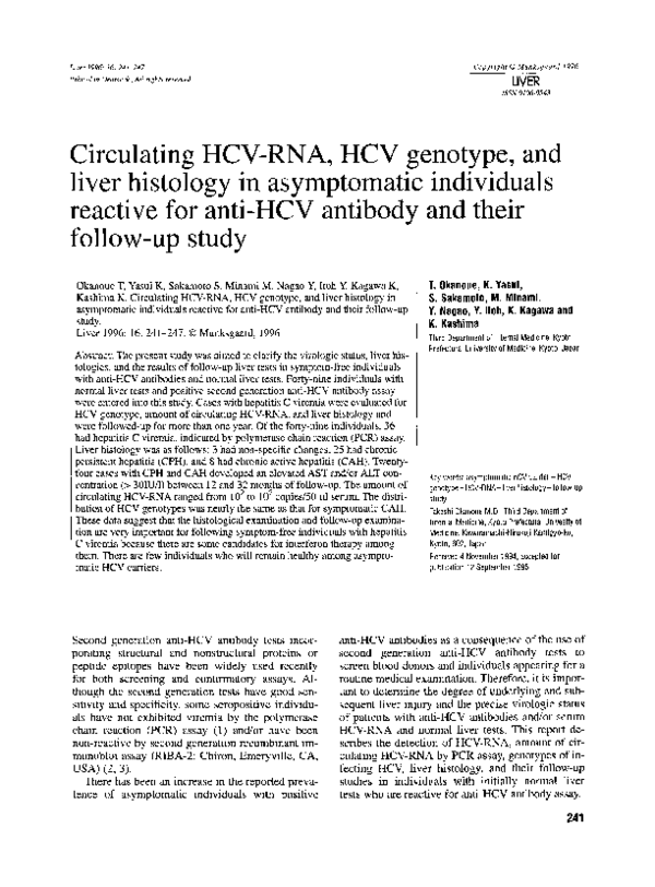 (PDF) Circulating HCV-RNA, HCV genotype, and liver histology in ...