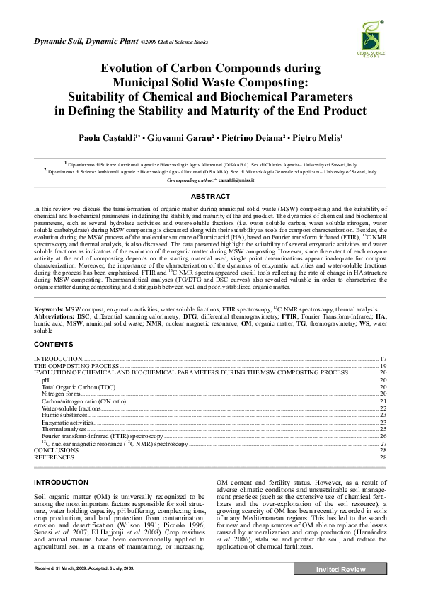 (PDF) Evolution of Carbon Compounds during Municipal Solid Waste ...