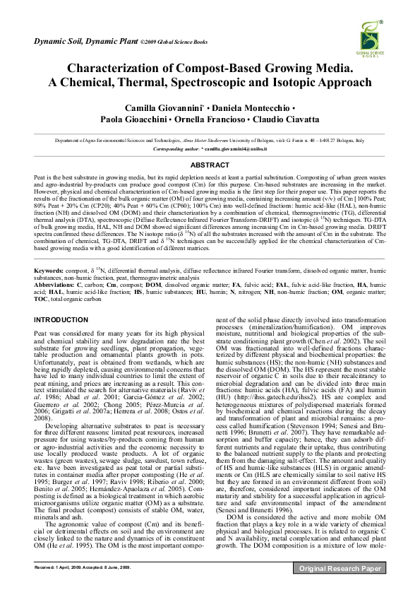 (PDF) Characterization of Compost-Based Growing Media. A Chemical ...