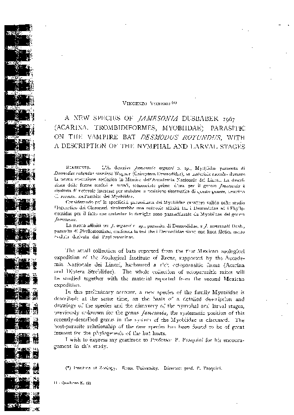 (PDF) A new species of Jamesonia Dusbabek 1967 (Acarina Trombidiformes ...