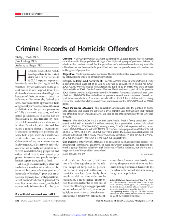 (PDF) Criminal Records of Homicide Offenders