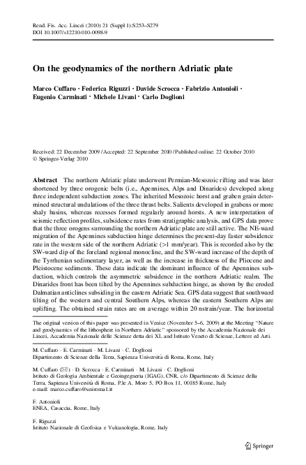 (PDF) On the geodynamics of the northern Adriatic plate
